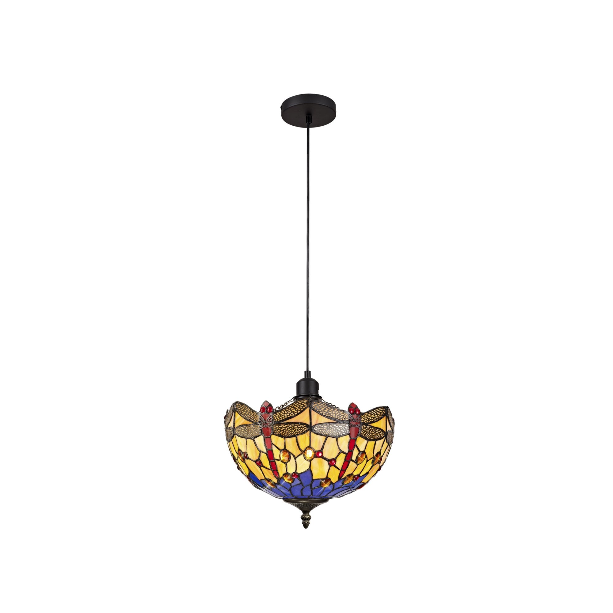 Fabula Hornbeam Single Uplighter Pendant - 30cm Tiffany Shade - Blue
