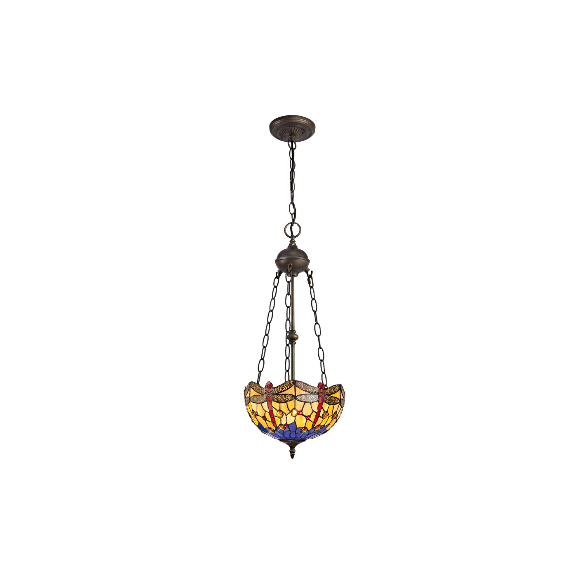 Fabula Hornbeam 2 Light Uplighter Pendant - 30cm Tiffany Shade - Blue