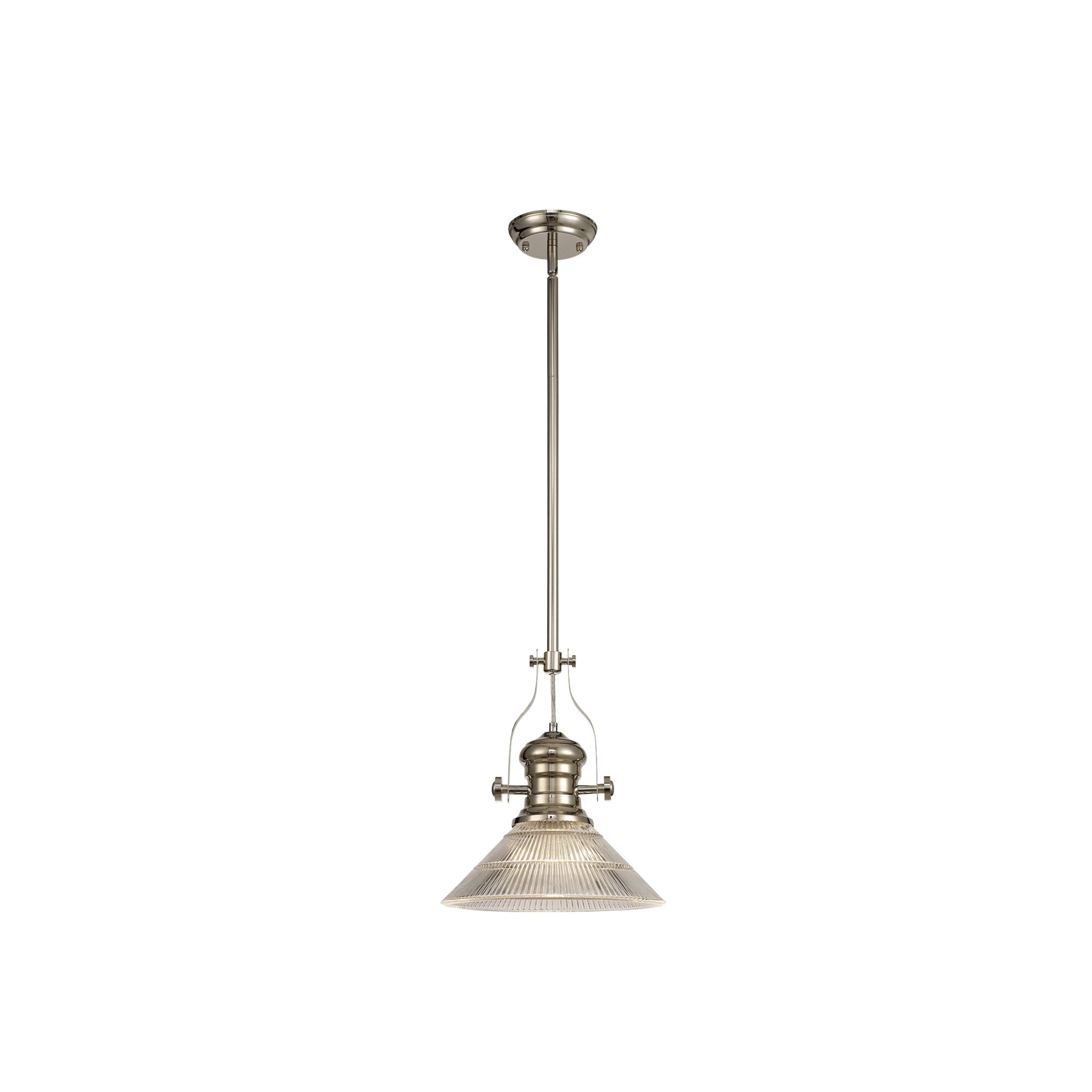 Fabula Epping Single Pendant - 30cm Cone Glass Shade - Polished Nickel