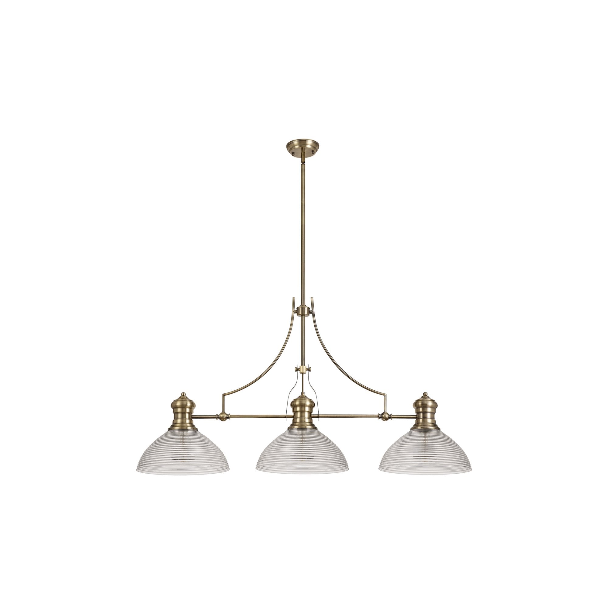 Fabula Epping 3 Light Linear Pendant - 33.5cm Prismatic Glass Shades