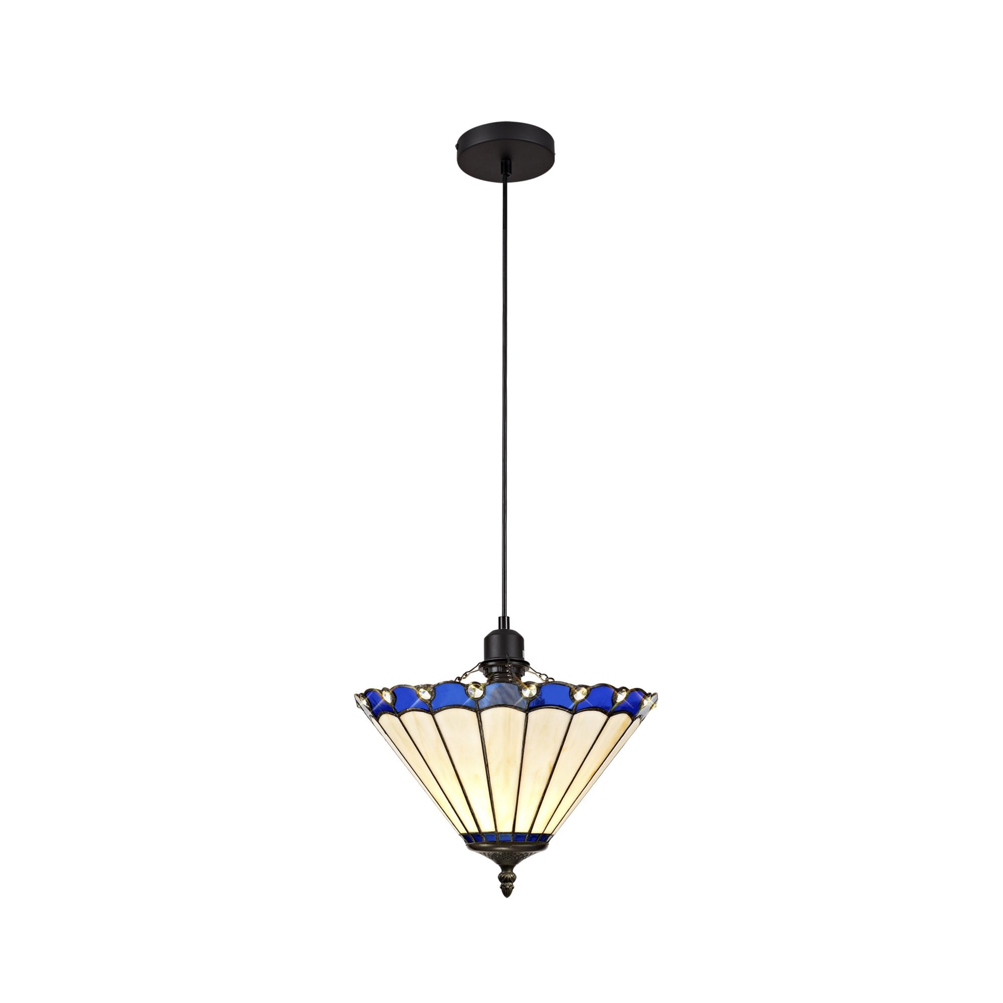 Fabula Amberley Single Uplighter Pendant - 30cm Tiffany Shade - Blue