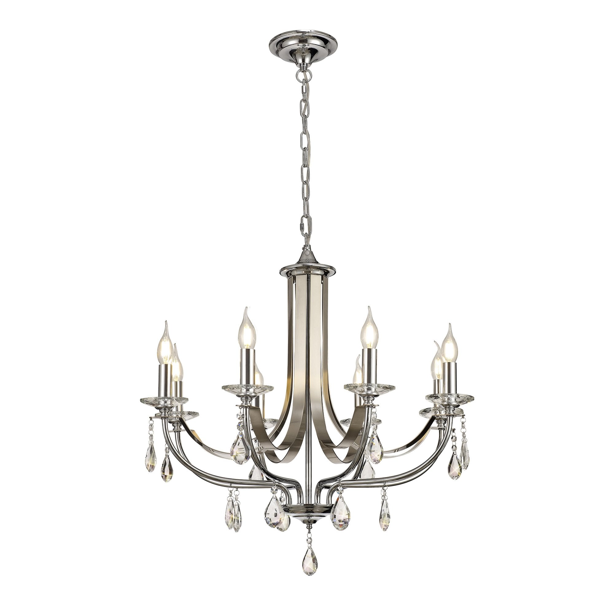 Fabula Chester 8 Light Pendant - Polished Chrome, Satin Nickel & Clear