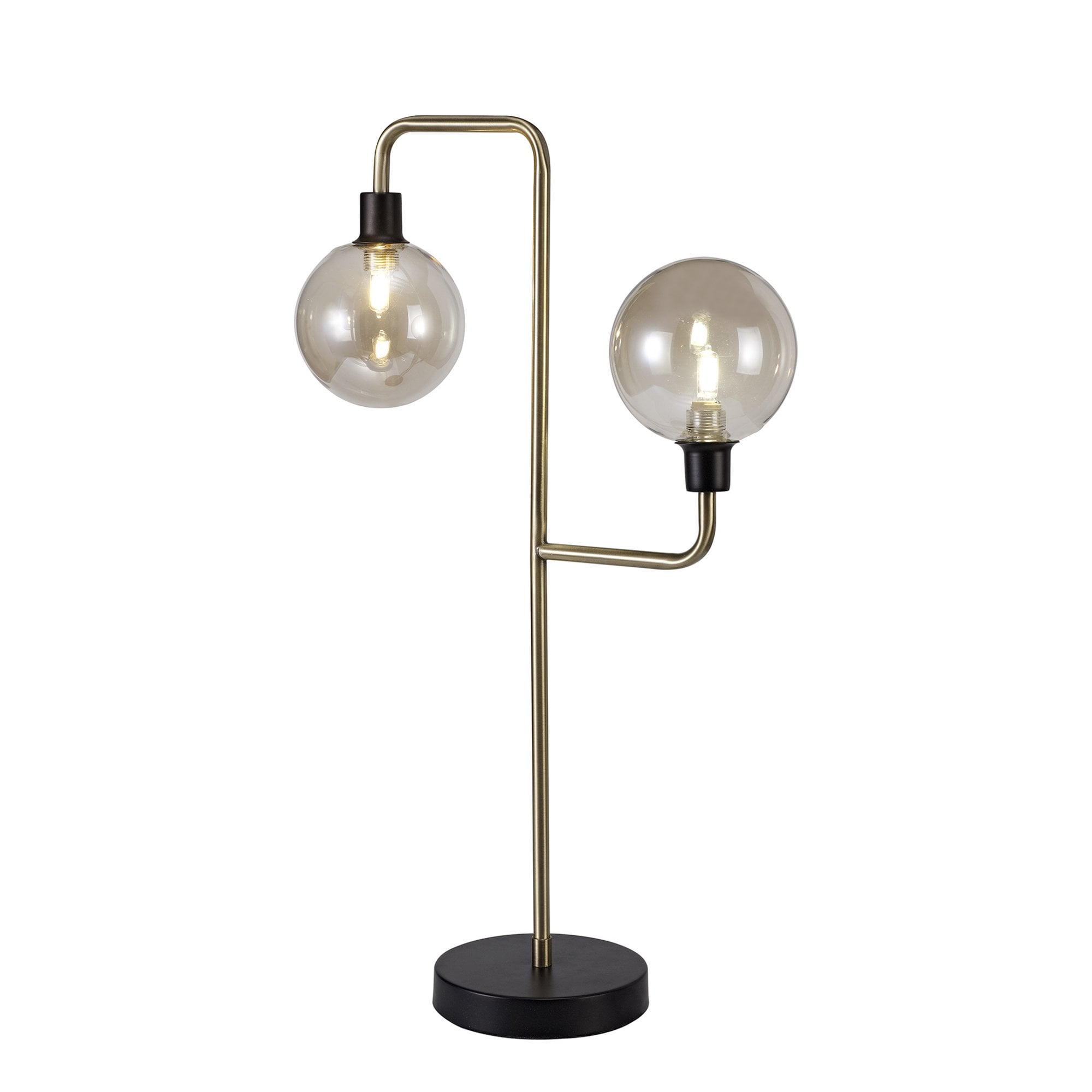 Fabula Appleby 2 Light Table Lamp - Matt Black, Antique Brass & Cognac