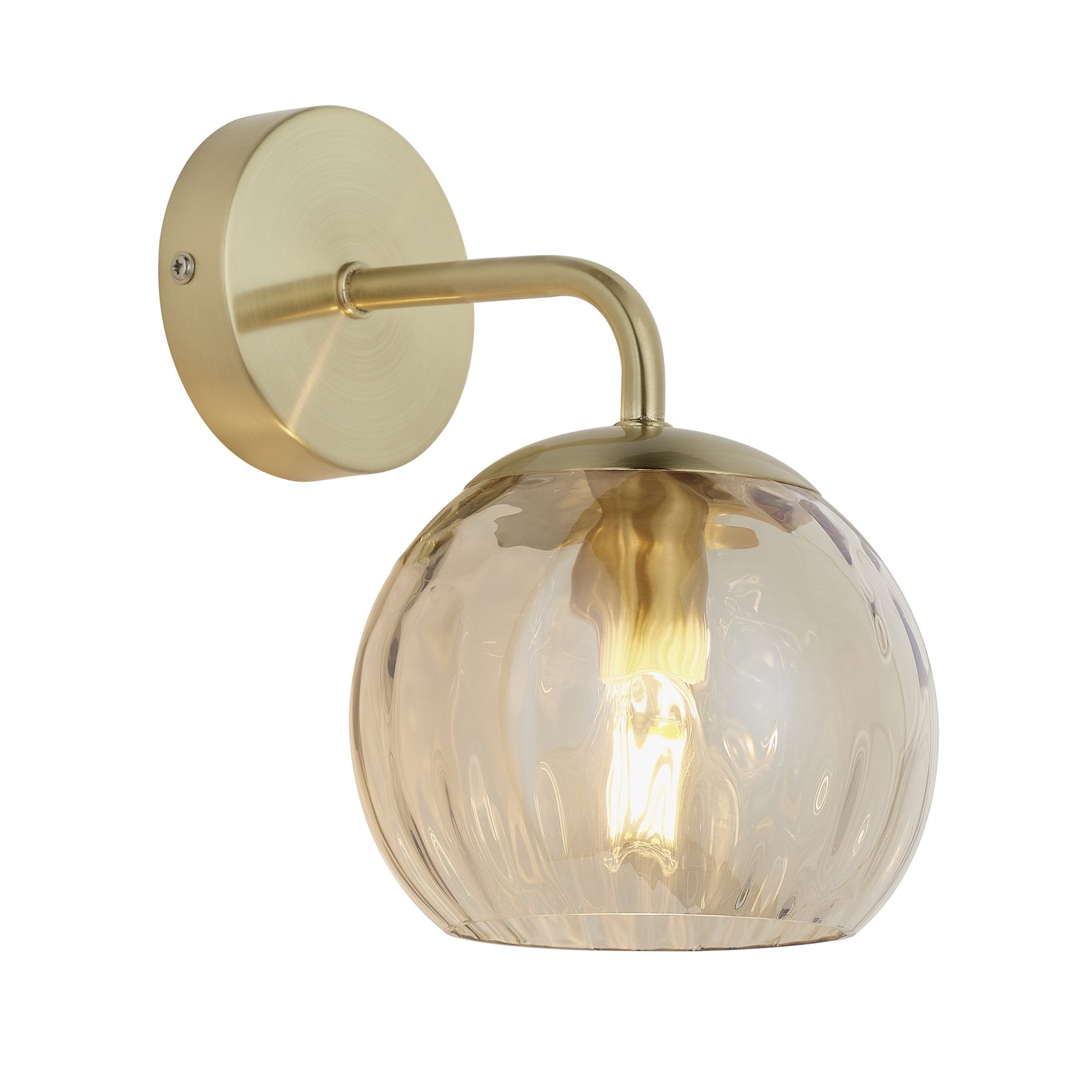 Endon Dimple Single Light Wall Light - Satin Brass Plate & Champagne L