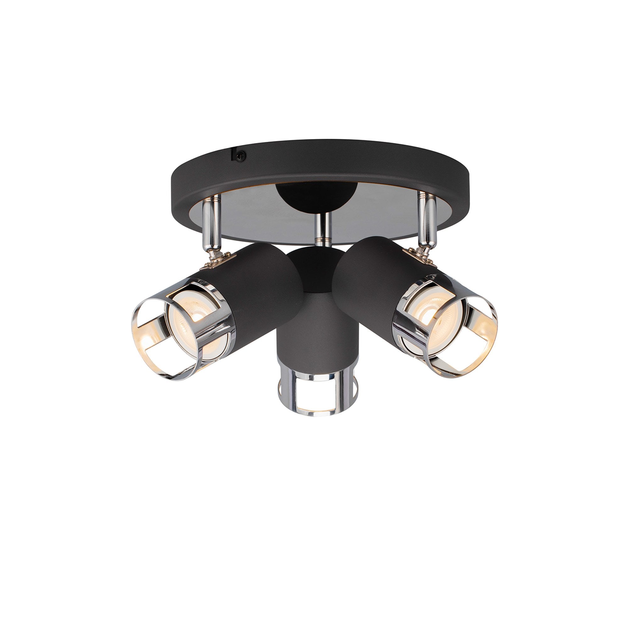 Fabula Amesbury 3 Light Round Spotlight - Graphite & Polished Chrome