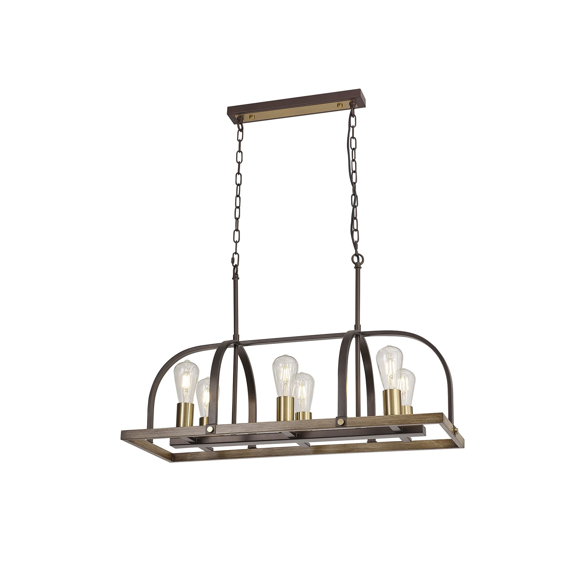 Fabula Faversham 6 Light Oblong Pendant - Antique Bronze, Brown Oxide