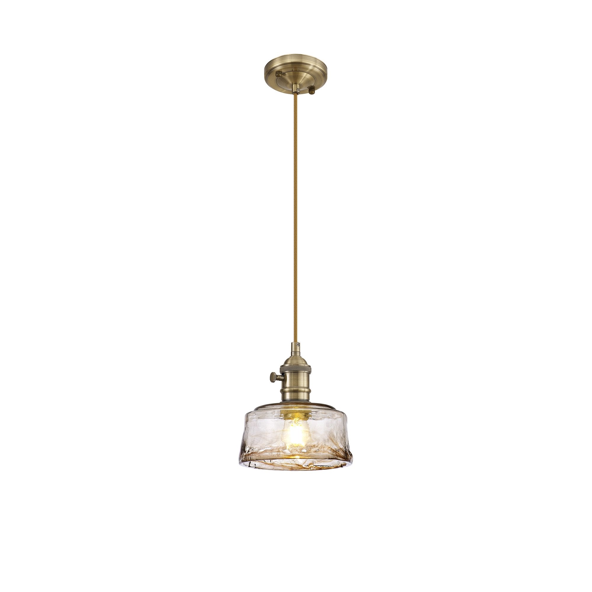 Fabula Merryhill Single Pendant - Antique Brass, Golden Brown Twisted