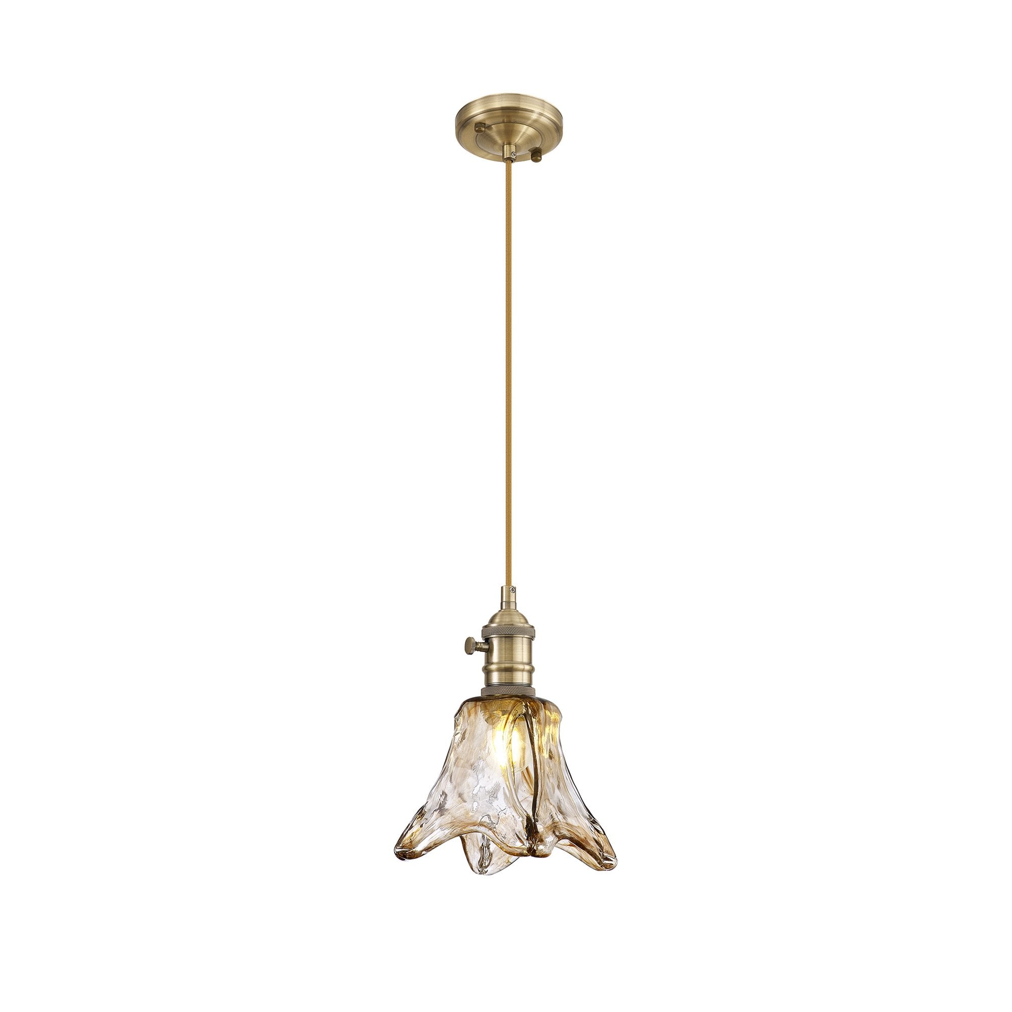 Fabula Merryhill Single Pendant - Antique Brass, Golden Brown Twisted