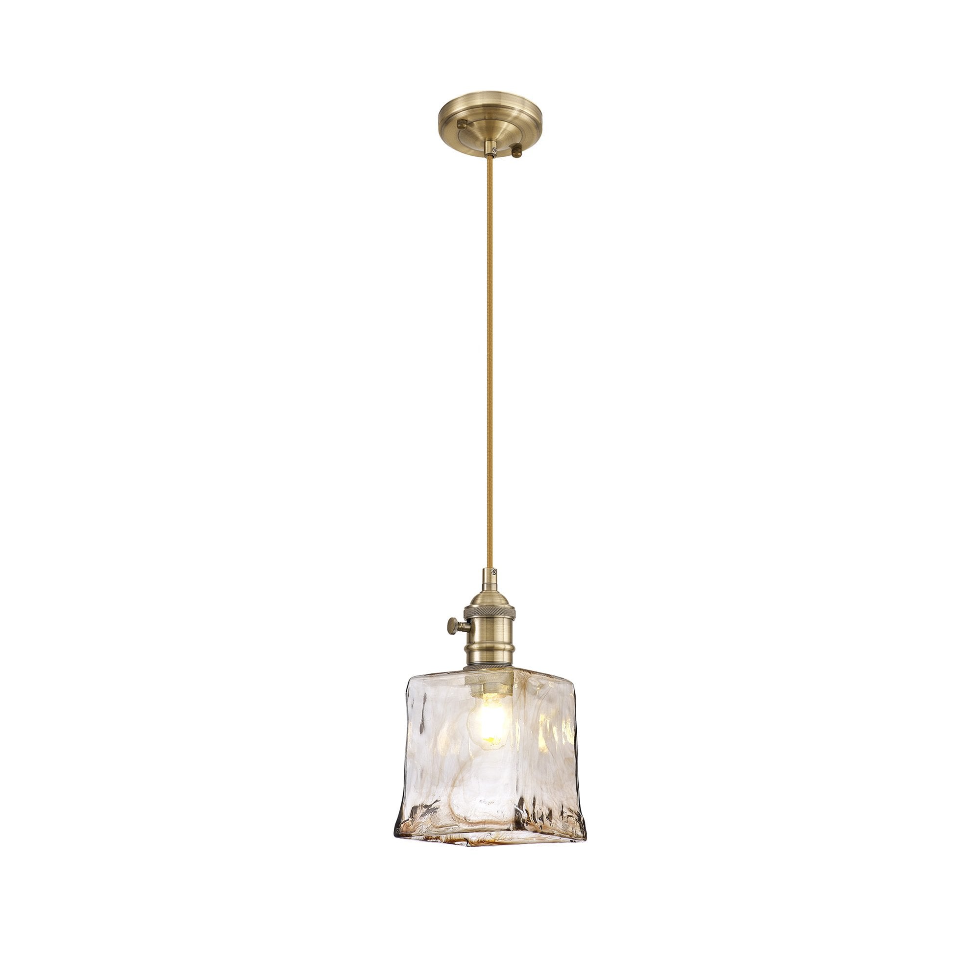 Fabula Merryhill Single Pendant - Antique Brass, Golden Brown Twisted