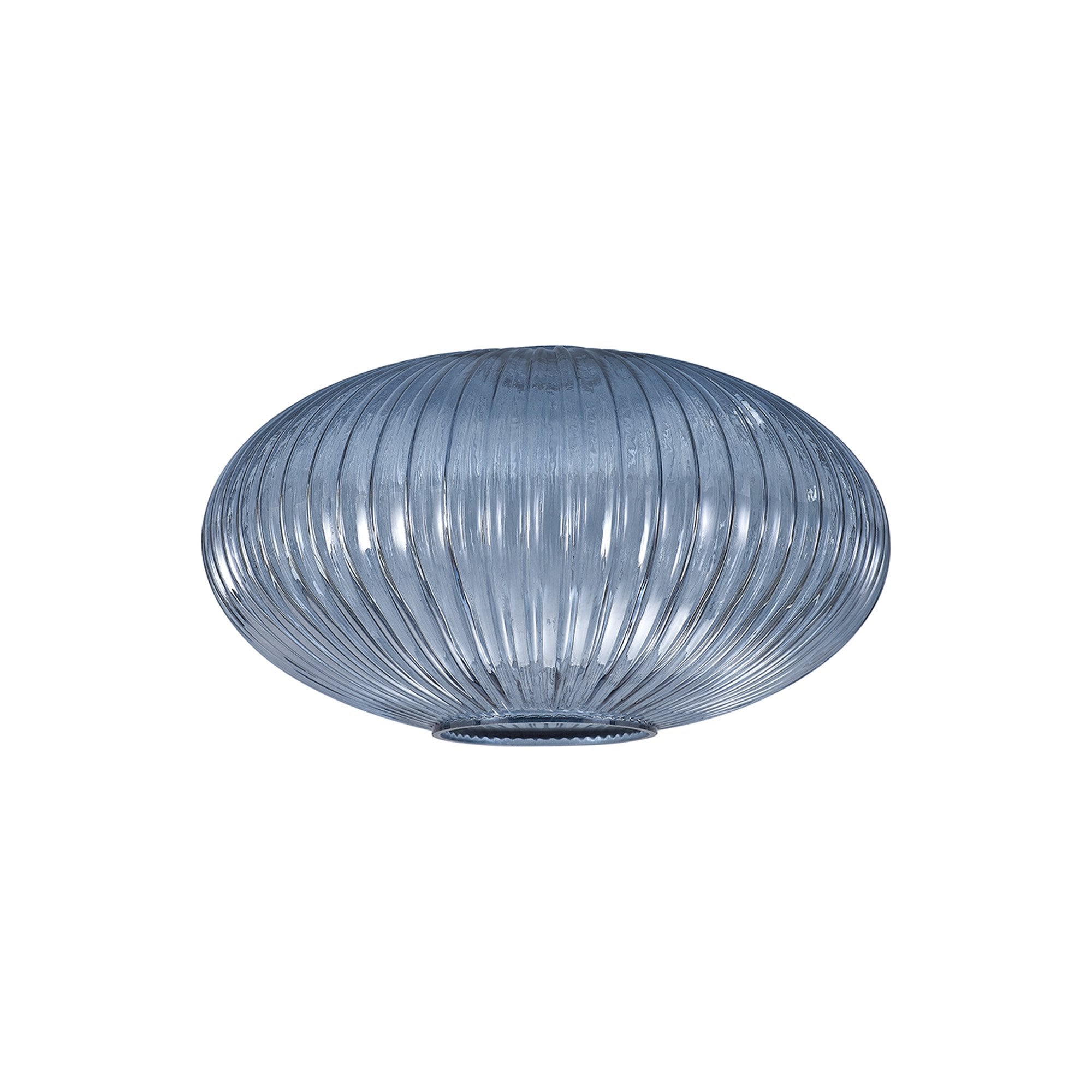 Fabula Springfield 30cm Oval Sphere Ribbed Shade - Petrol Blue Glass