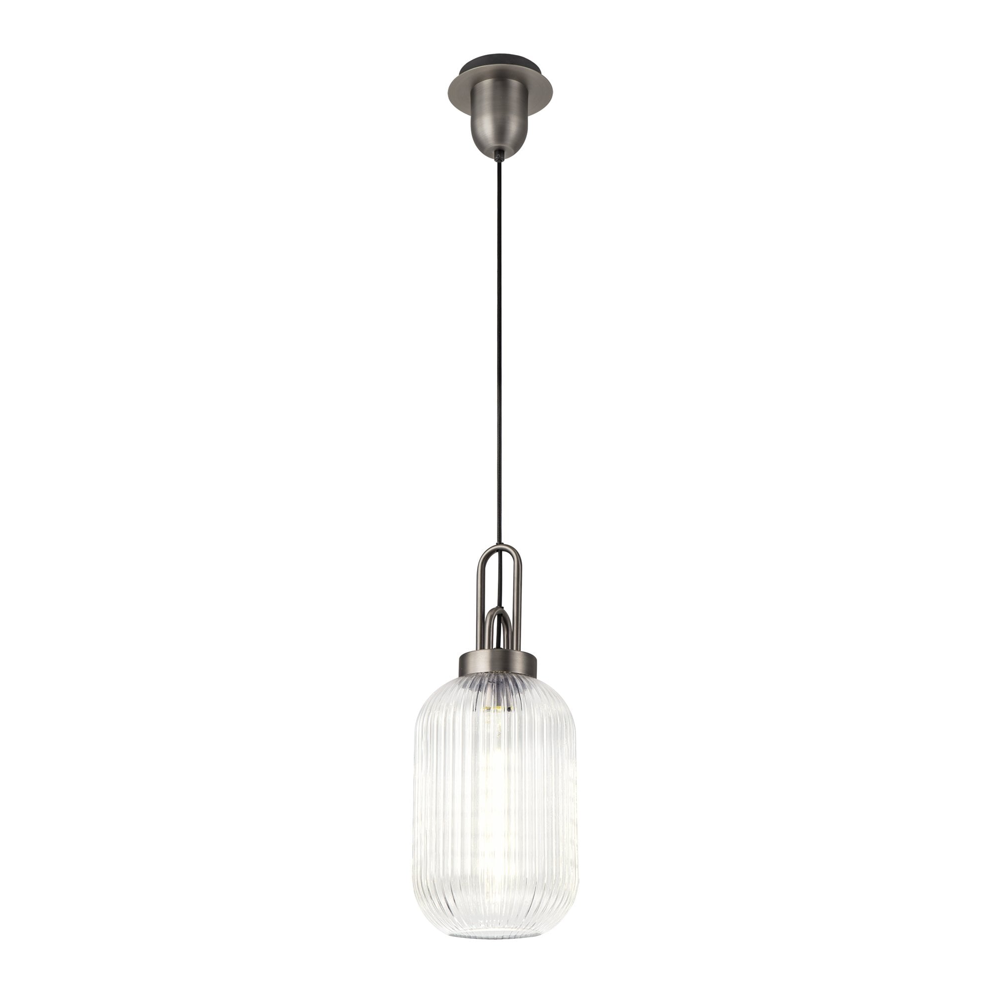 Fabula Springfield Single Pendant - 20cm Tubular Ribbed Glass Shade