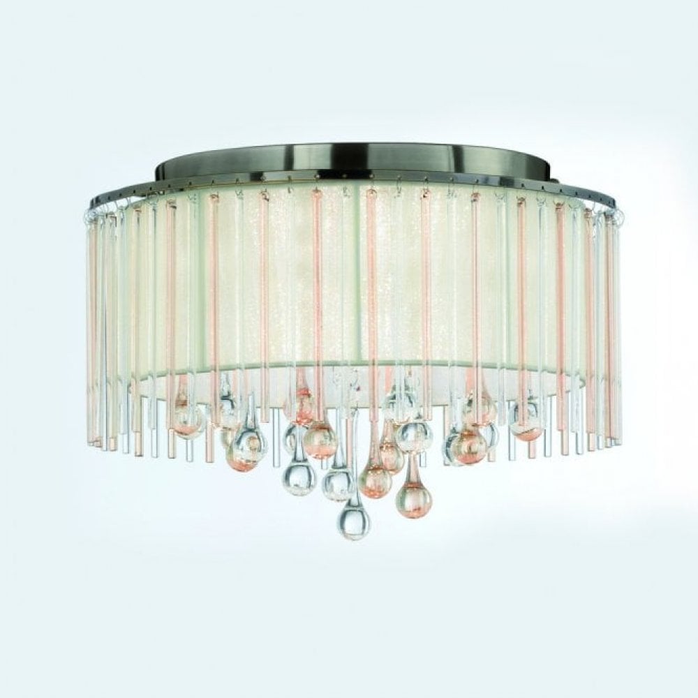 Franklite Ambience 6 Light Flush - Bronze, Crystal & Cream Shade