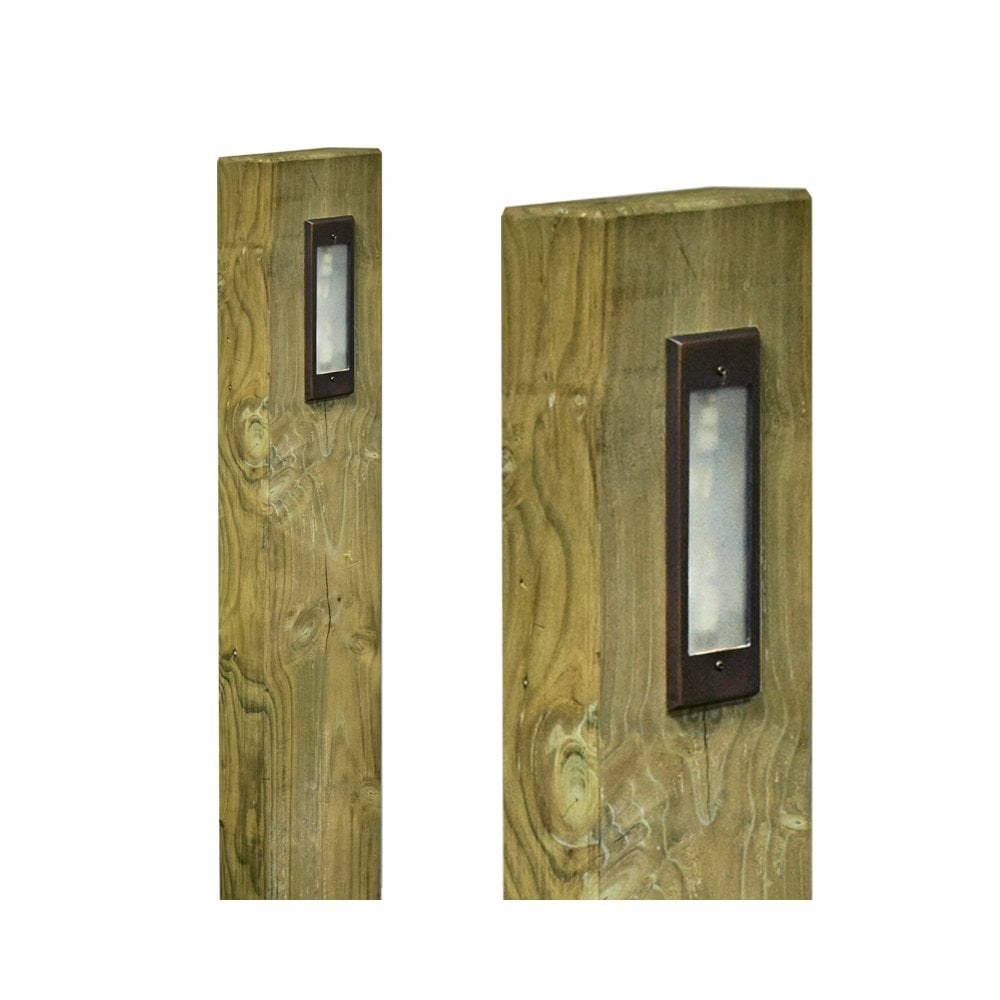 Lumena Radiata Sleeper Timber Bollard Light - Rustic Bronze - Mains