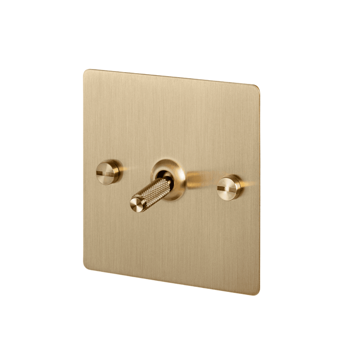 Buster + Punch 1G Toggle Light Switch - Brass Back Plate & Cross Knurl
