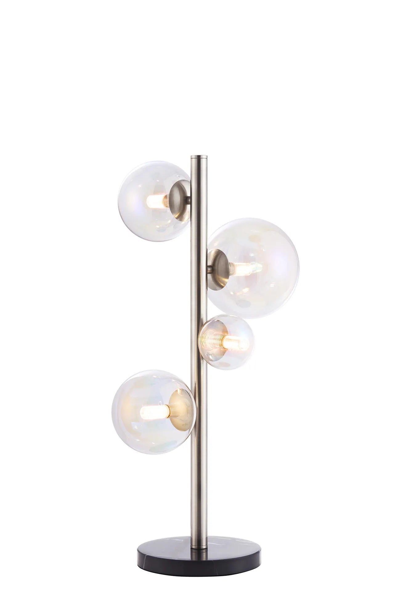 Fabula Deacon Table Lamp 4 Light - Satin Nickel Iridescent Plated Glas