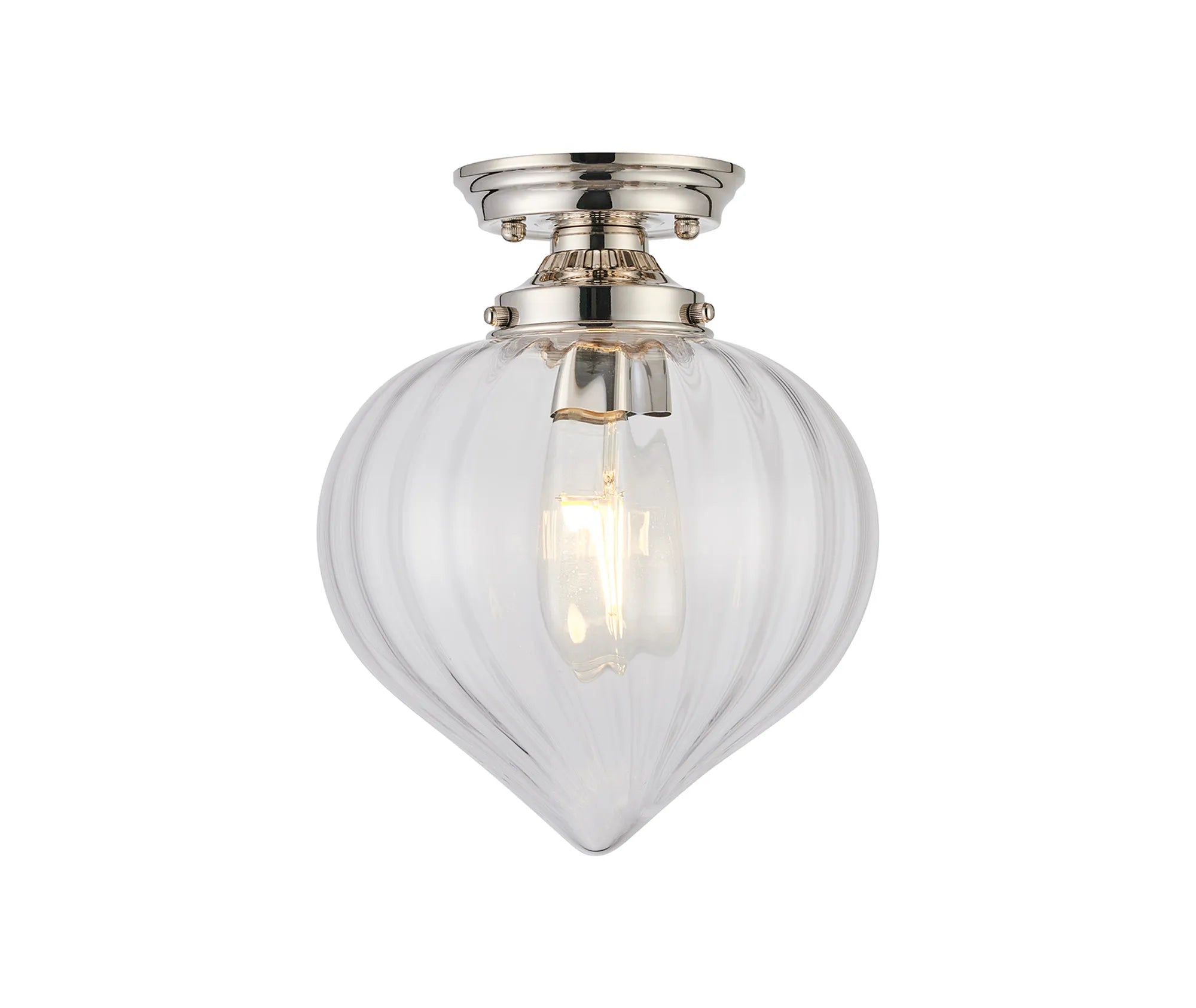 Fabula Grove Flush Ceiling Light with Flower Bud Shade - Polished Nick